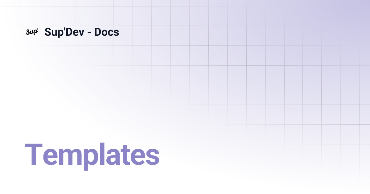 Templates | Sup'Dev - Docs