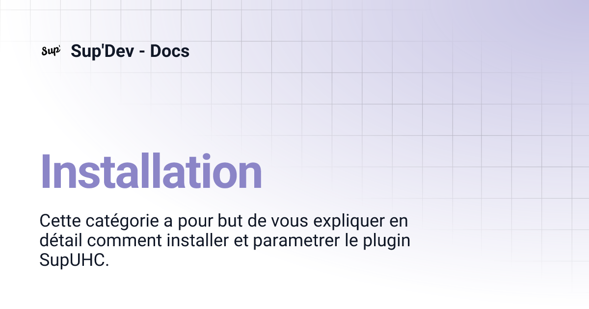 Installation | Sup'Dev - Docs